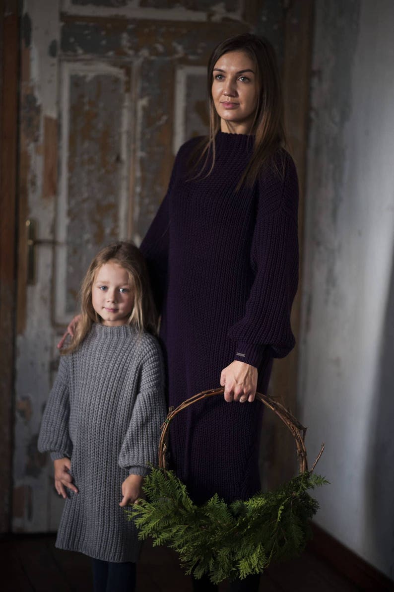 Merino Wool Grey Dress / Wool Tunic / Handmade Knitting Dress - Etsy