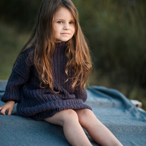 Purple Merino Wool Dress for Kids / Knitted Dress With Pockets / Baby ...
