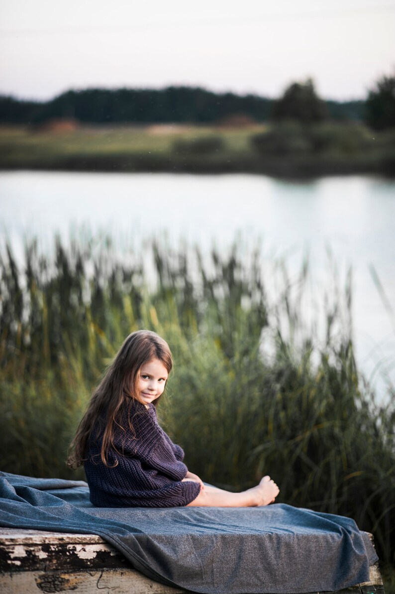 Purple Merino Wool Dress for Kids / Knitted Dress With Pockets / Baby ...