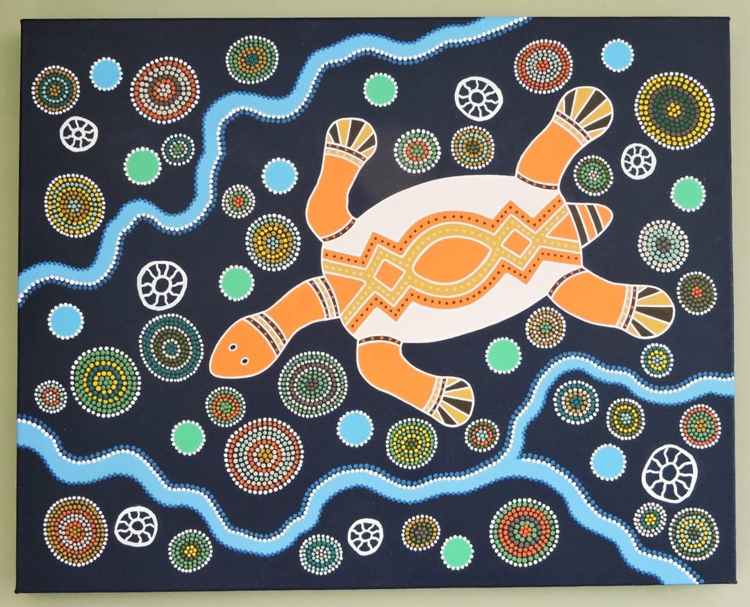 Hand Painted Aboriginal-style Dot Painting Using Acrylic Paints on ...