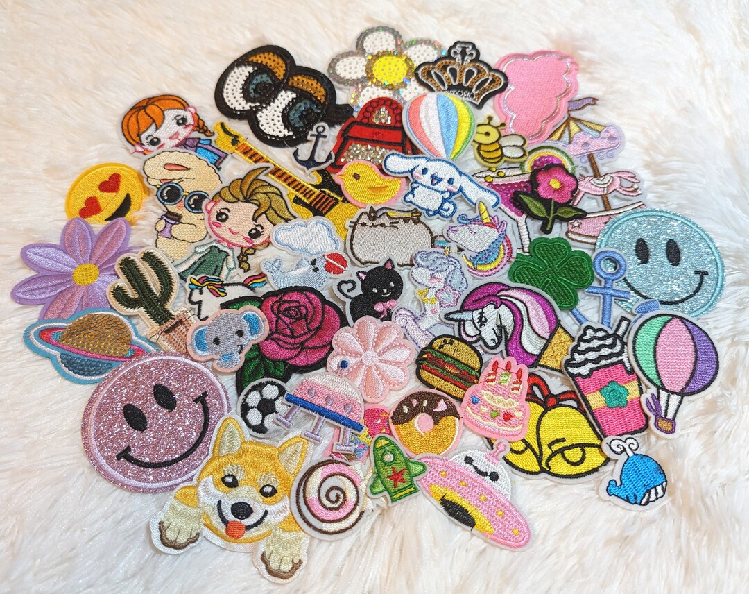 Random Iron-on Patch Mix Bundle - Embroidered on Patches for Jackets ...