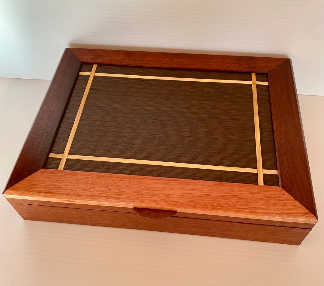 Wooden Document Box - Jarrah With Chocolate Veneer Inlay With Marri ...
