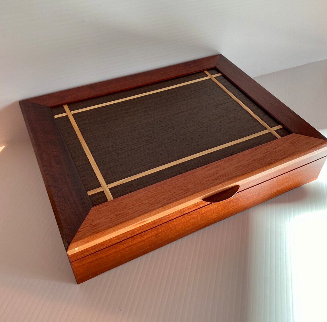 Wooden Document Box - Jarrah With Chocolate Veneer Inlay With Marri ...