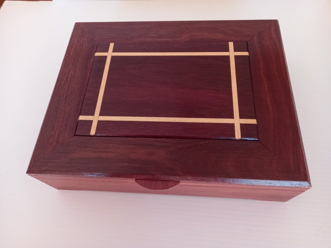 Wooden Jewellery Box Jarrah With Maple Inlay Small - Etsy
