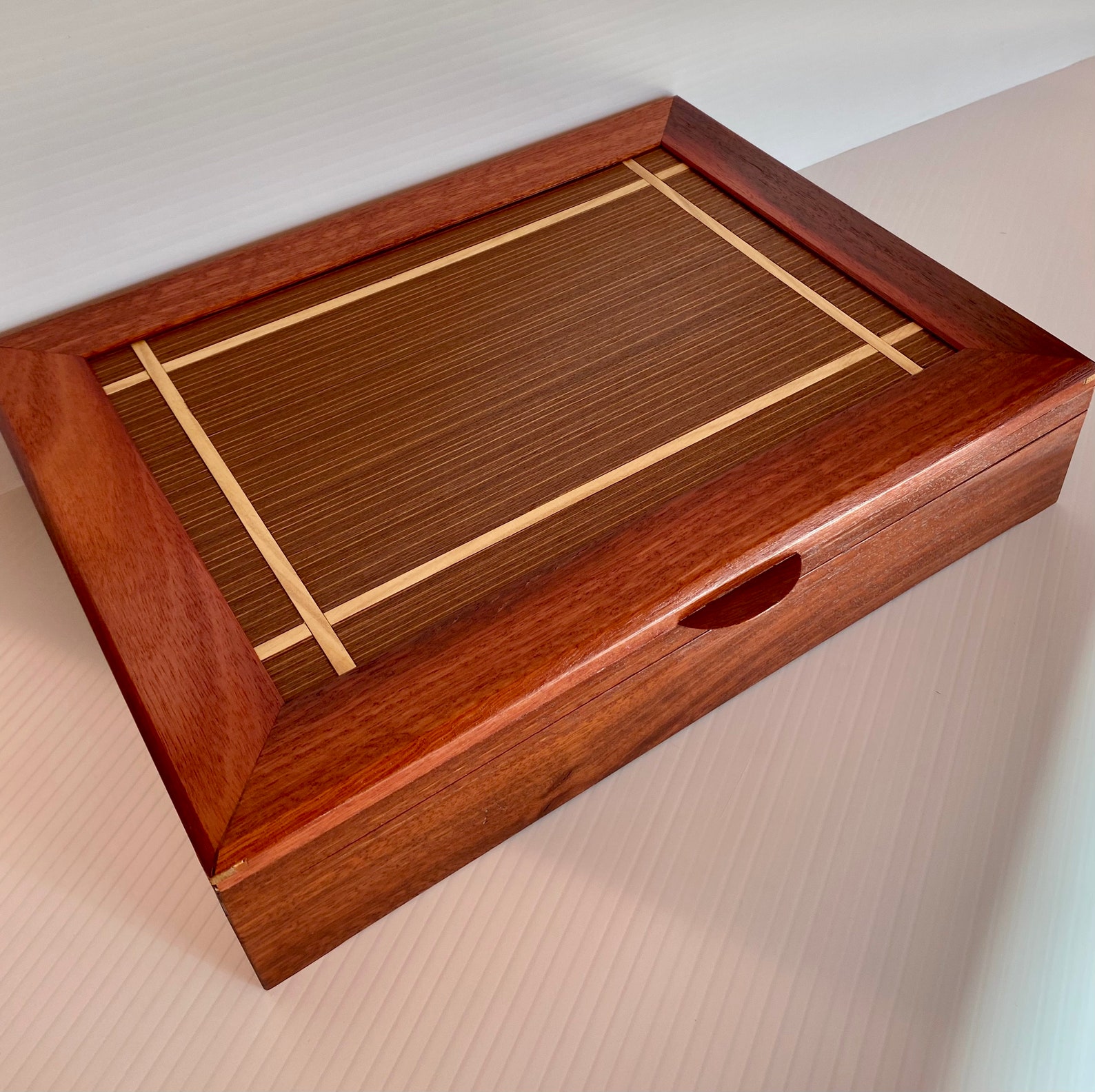 Wooden Document Box Jarrah With Truegrain Seagrass Veneer Inlay With ...