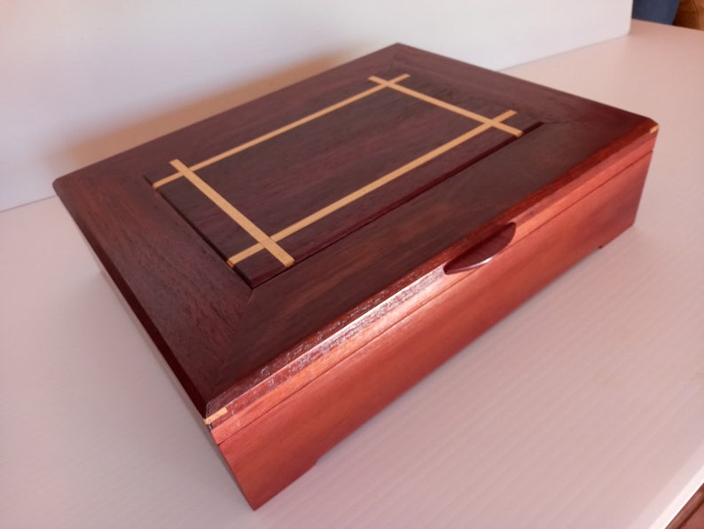 Wooden Jewellery Box Jarrah With Maple Inlay Small - Etsy