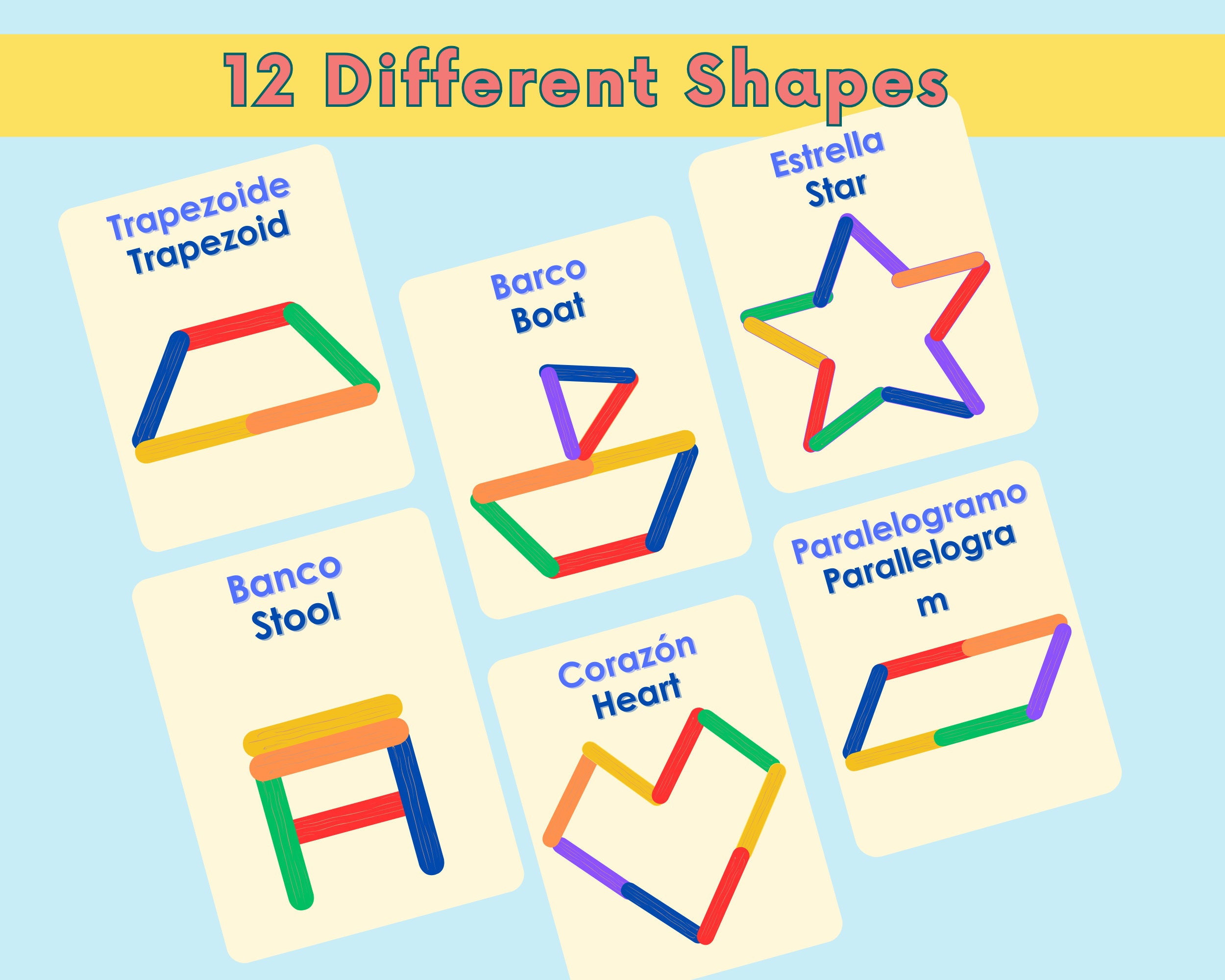 Montessori Activity for Kids Popsicles Shapes Cards Activity for ...