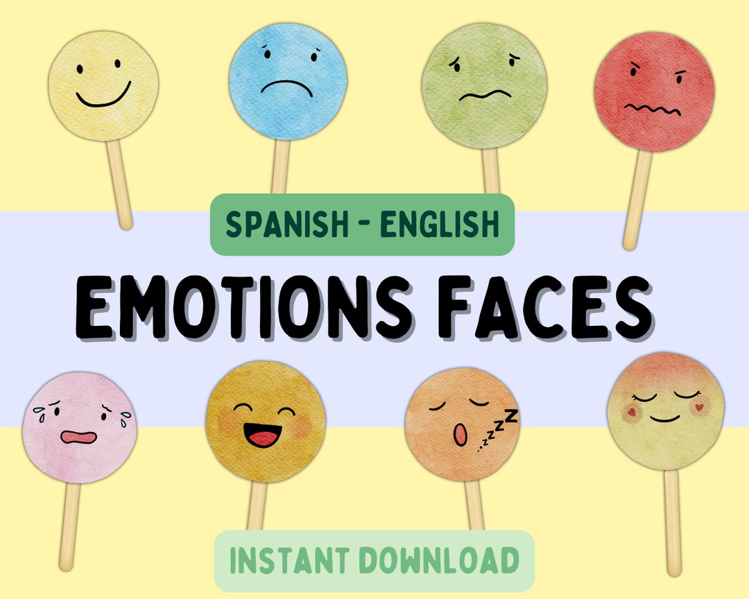 Emotions Faces Bilingual for Kids Emotions Faces for Crafts for ...