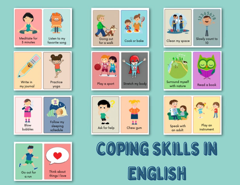 Coping Skills Cards in English | Kids Self Regulate Cards | Mindfulness ...