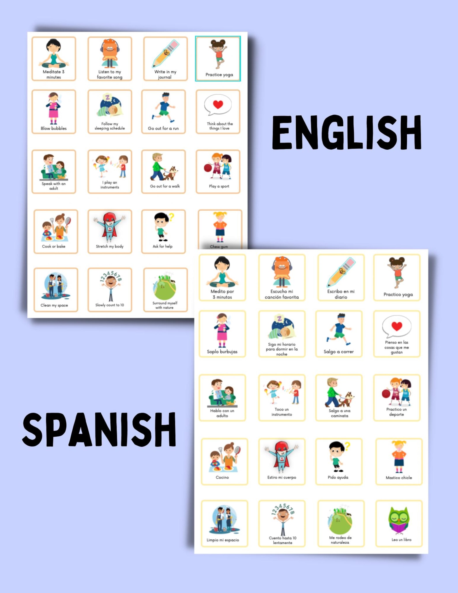 BUNDLE Coping Skills in English and Spanish for Kids and Emotions Cards ...