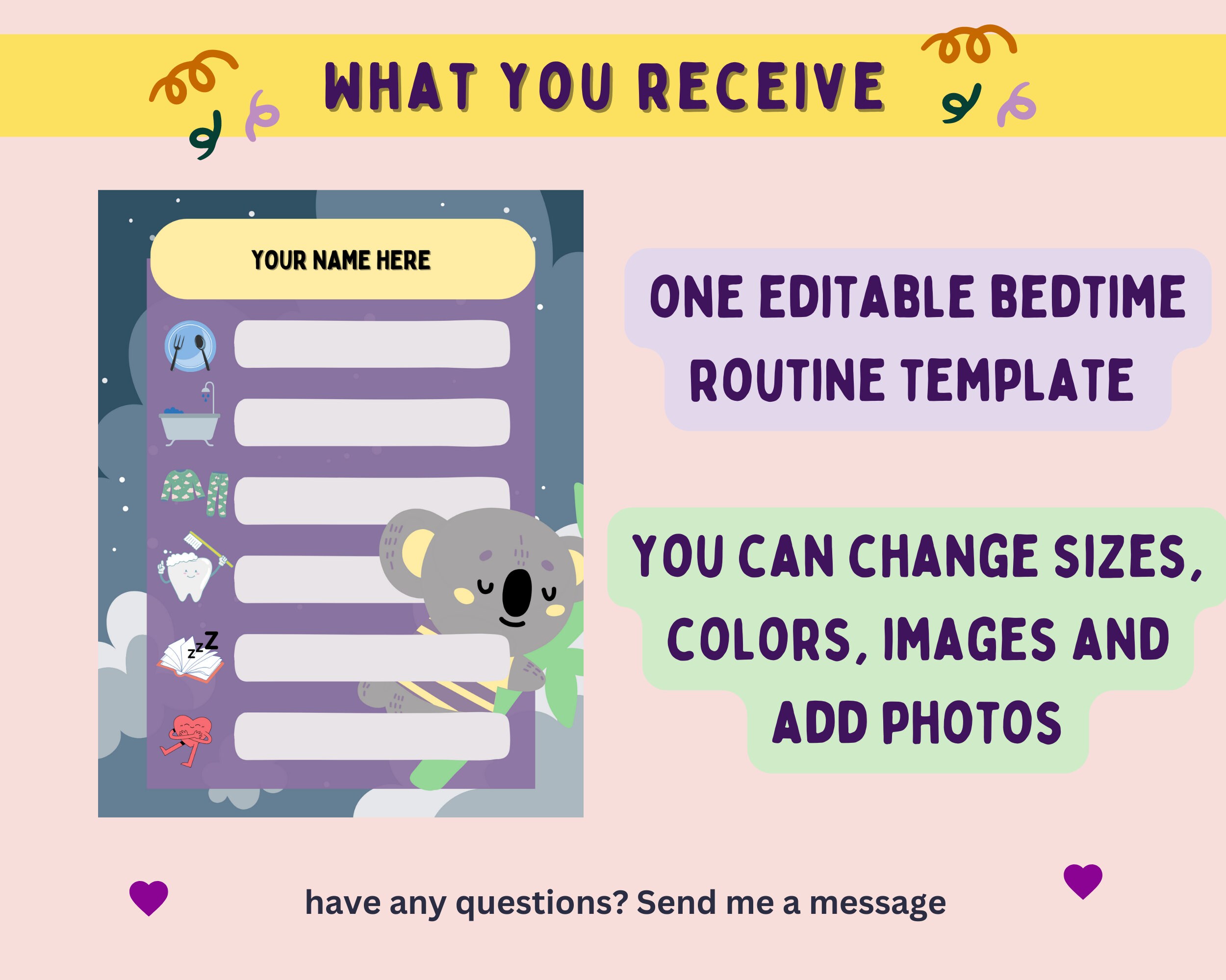 EDITABLE Kids Bedtime Routine in Spanish and English Bilingual Bedtime ...