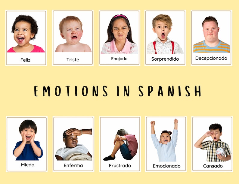 Tarjetas de Emociones Imprimibles en Español Flashcards - Etsy México