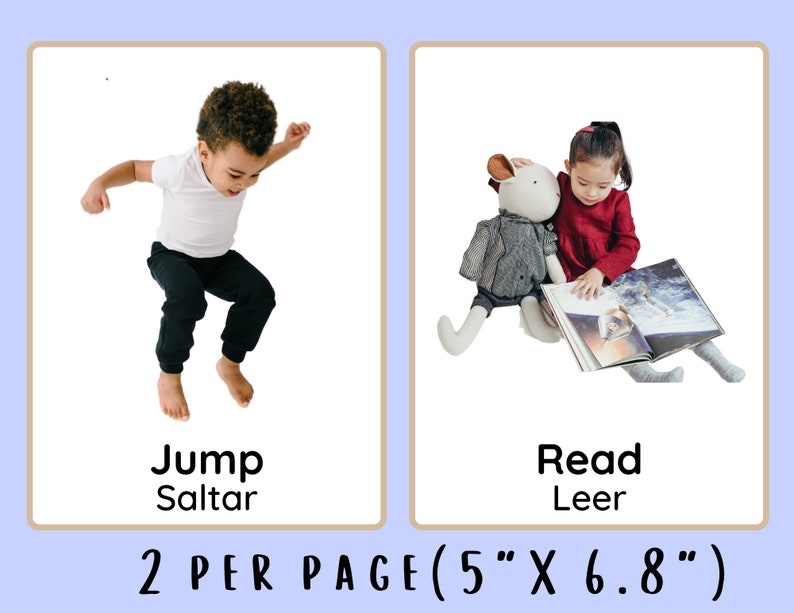 Printable Educational Flashcards for Kids Verbs in Spanish Montessori ...