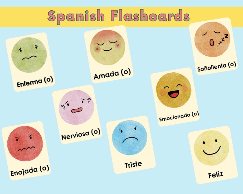 Caras de Emociones Bilingüe para niños Caras de Emociones para ...