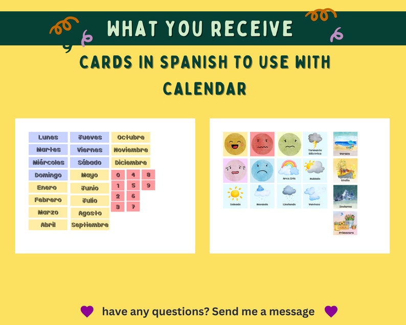 Kids Daily Calendar in Spanish Perpetual Calendar for Kids in Spanish ...