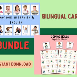 BUNDLE Coping Skills in English and Spanish for Kids and Emotions Cards ...