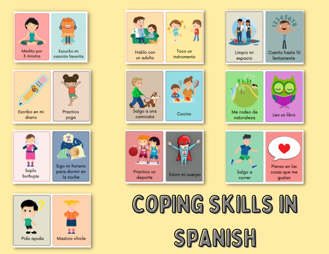 Coping Skills Cards in Spanish | Mindfulness Cards for Kids | Self ...