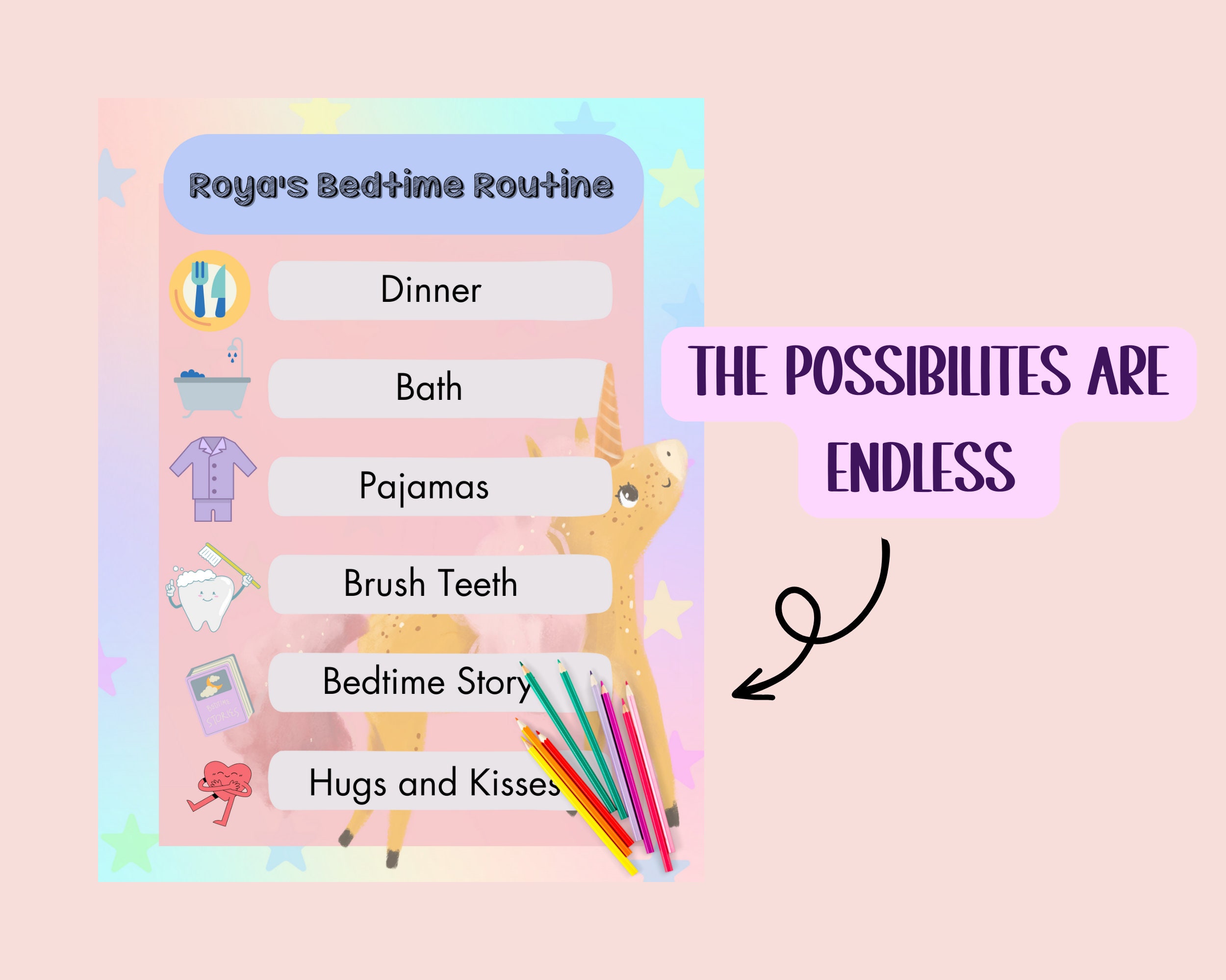 EDITABLE Kids Bedtime Routine in Spanish and English Bilingual Bedtime ...