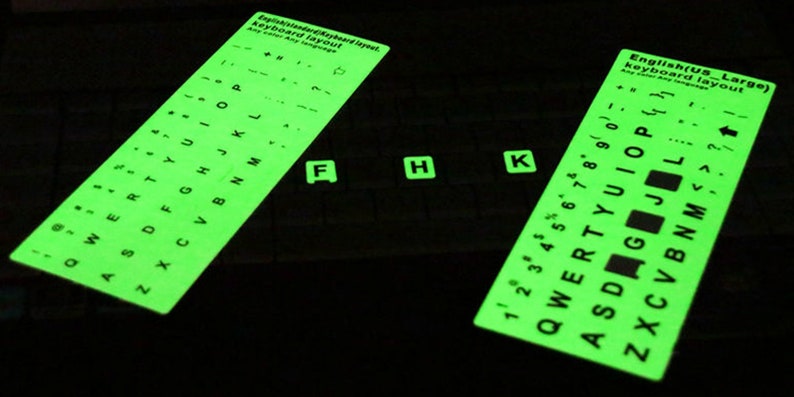 Glow-in-the-dark Green "basic" Flouresent Keyboard Sticker Set - Etsy