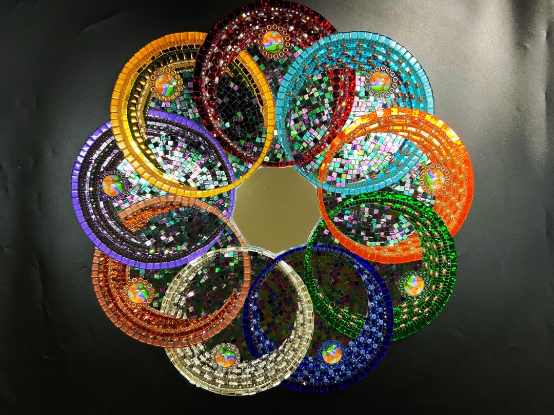 Colorful Mixed Media and Glass Mosaic Mirror. 23inches by 23inches. - Etsy
