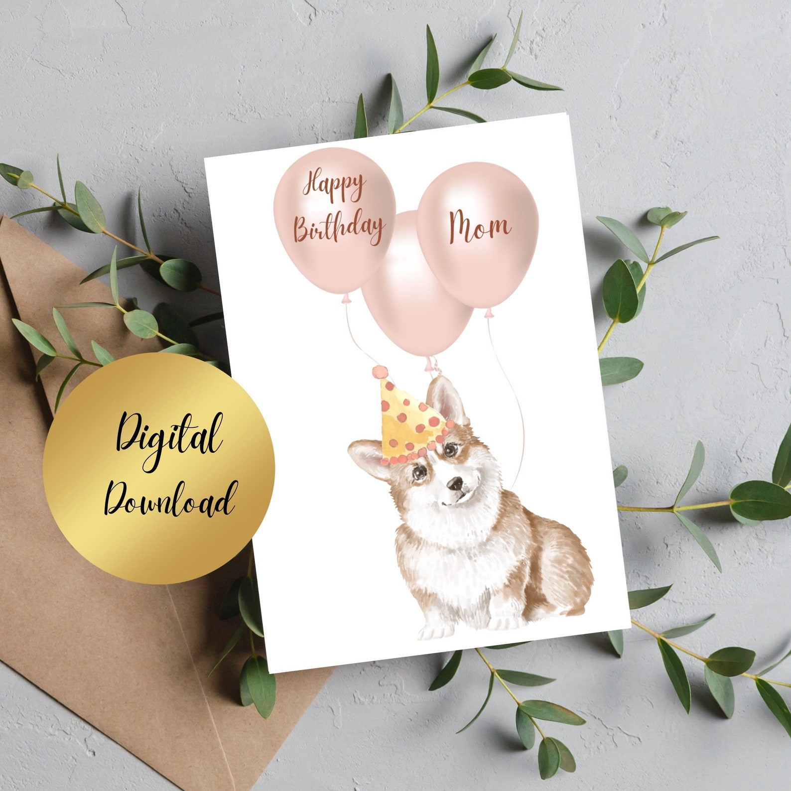 Corgi Birthday Card Corgi Printable Card Dog Lover Greeting - Etsy