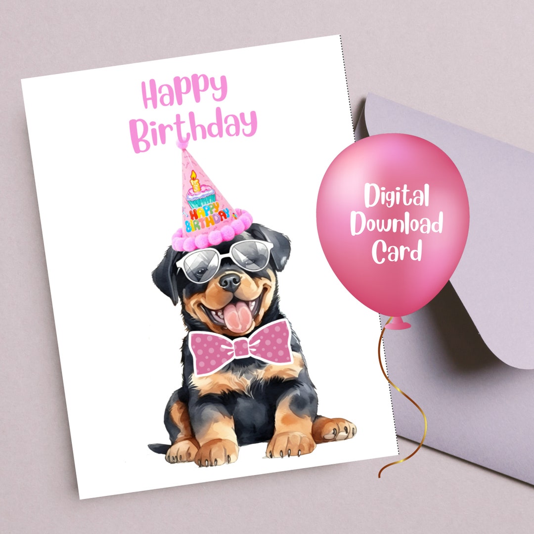 Rottweiler Card, Rottweiler Birthday Card, Birthday Card for Girl ...