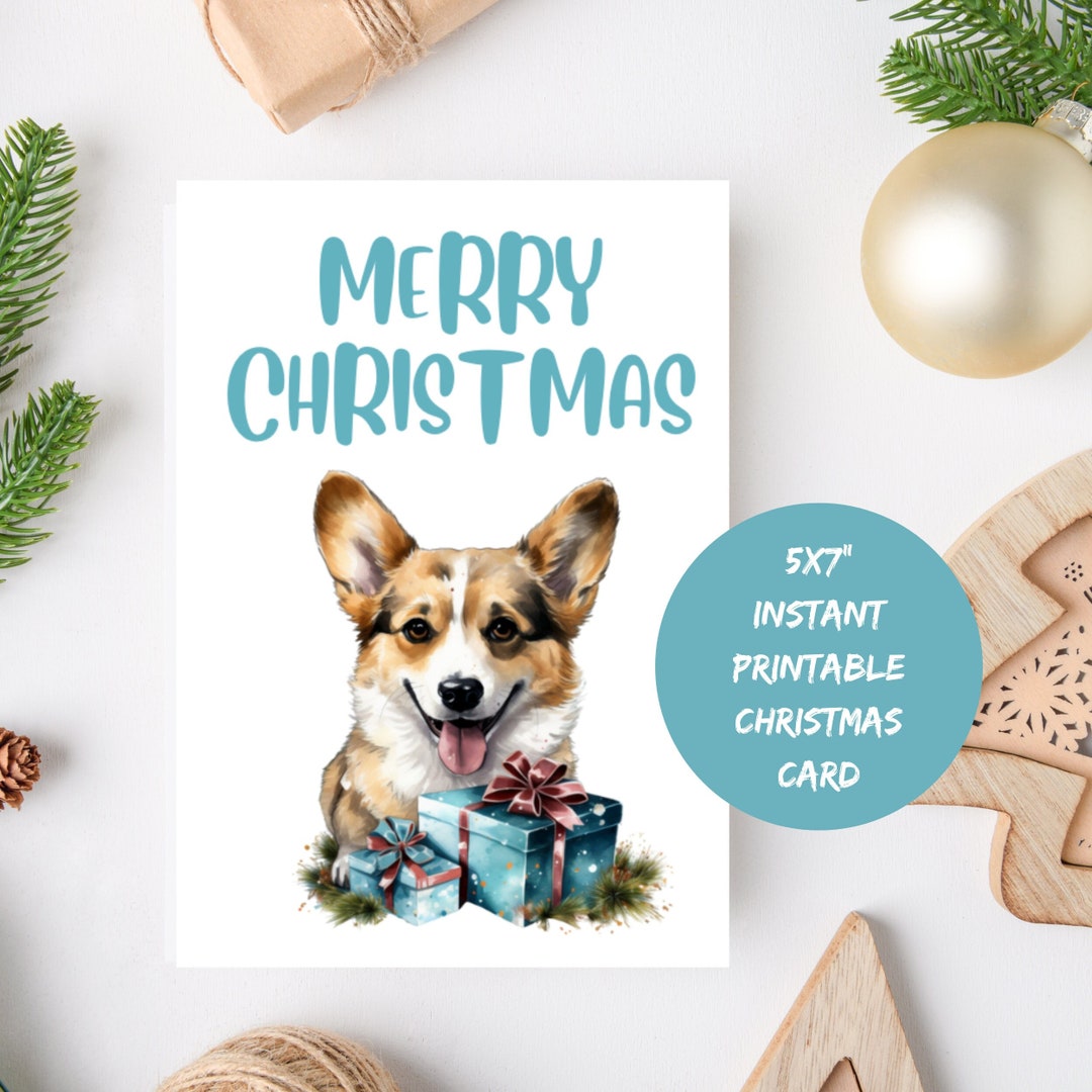 Corgi Printable Christmas Card Instant Download Corgi Mom Card Cute ...