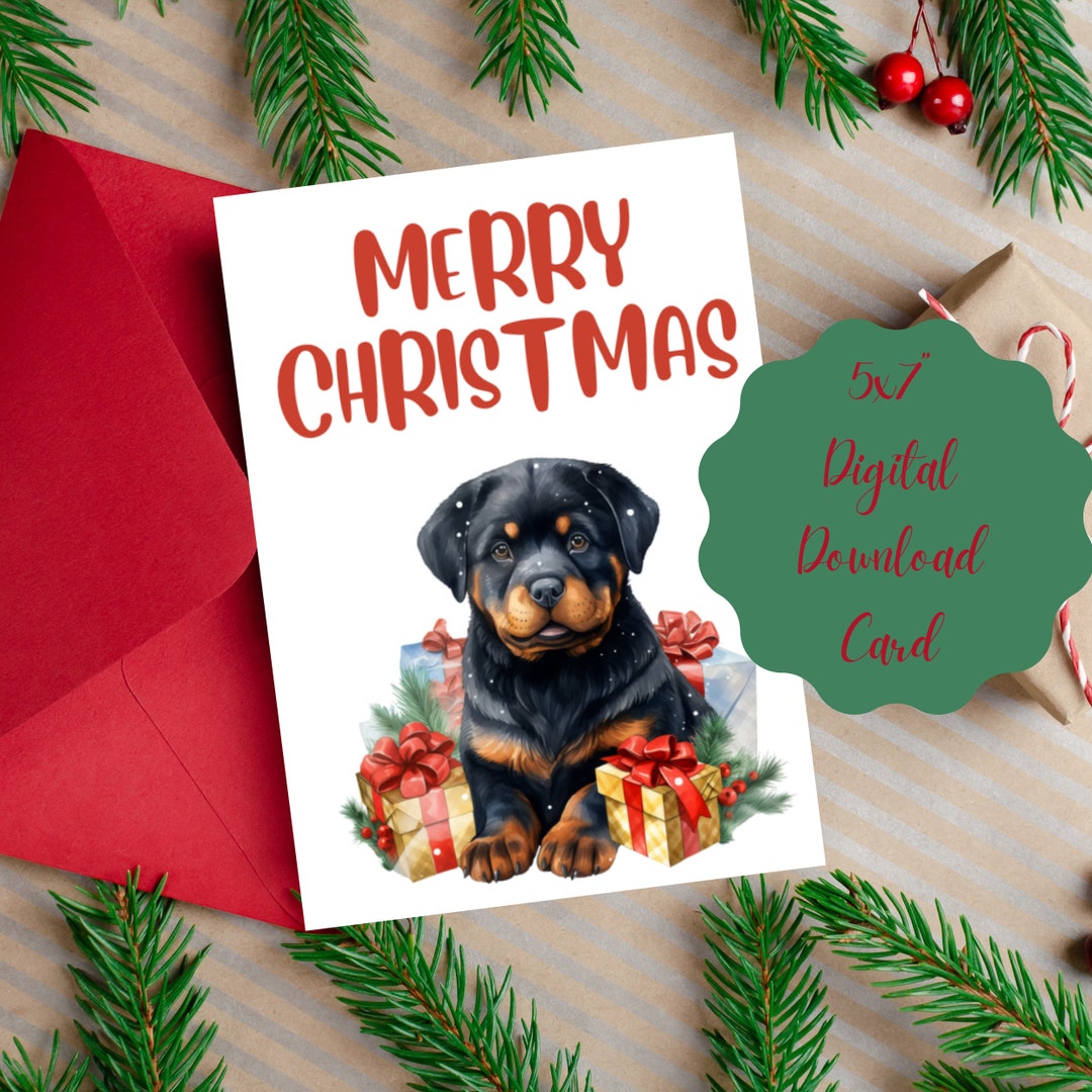 Rottweiler Printable Christmas Card Rottweiler Mom Christmas Card Cute ...