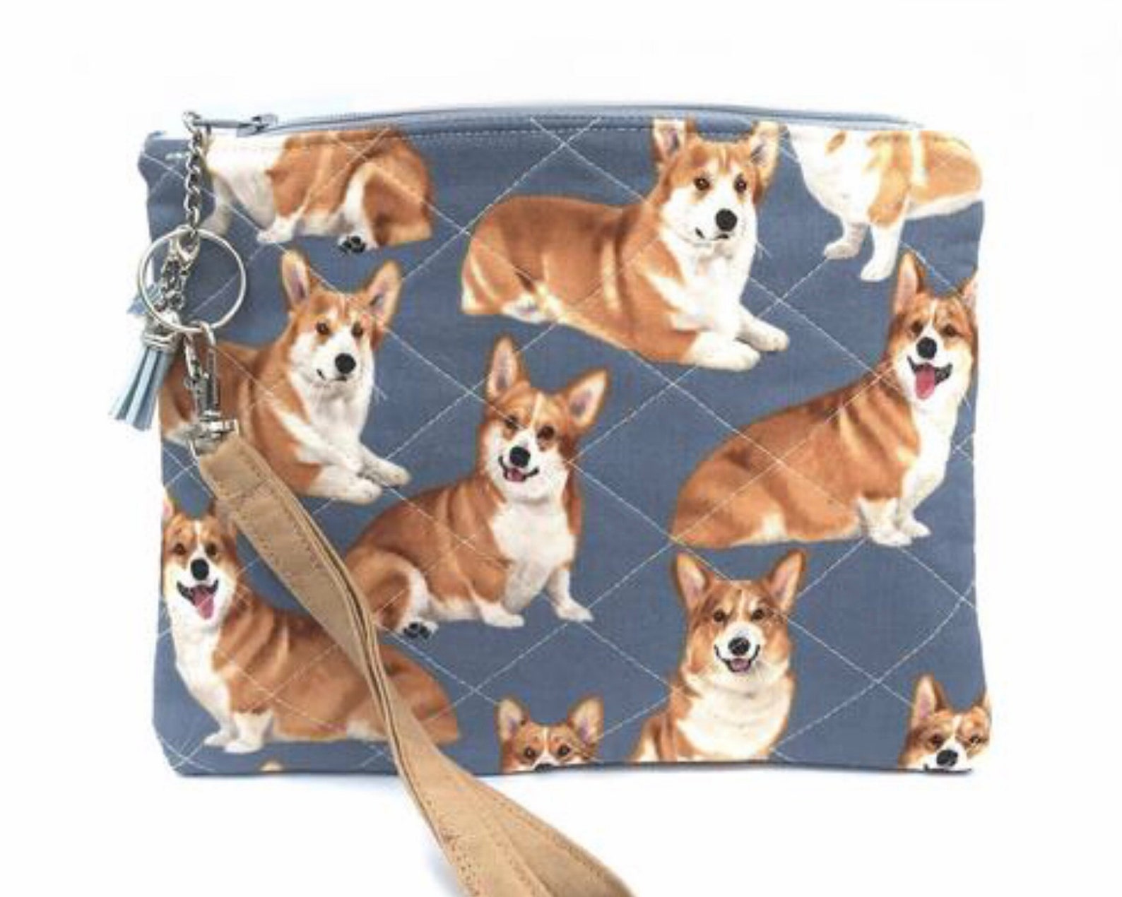 Corgi Quilted Zipper Pouch, Dog Breed Purse,dog Mom Makeup Bag, Flat ...
