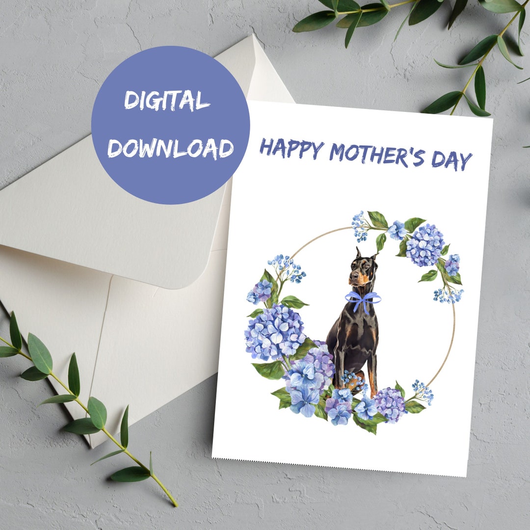 Doberman Pinscher, Doberman Card, Doberman Digital Download, Card for ...