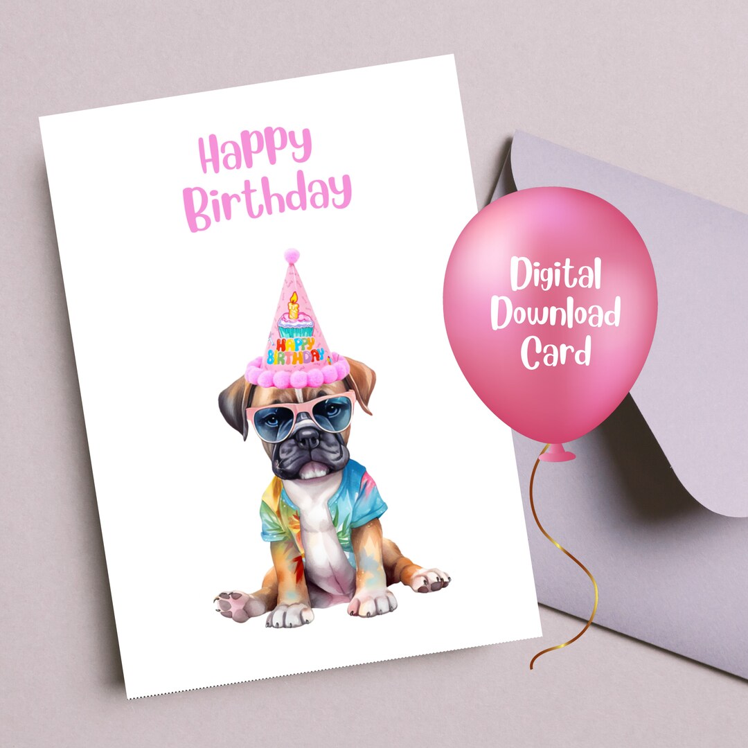 Boxer Card, Boxer Birthday Card, Instant Download, Boxer Life, Boxer ...
