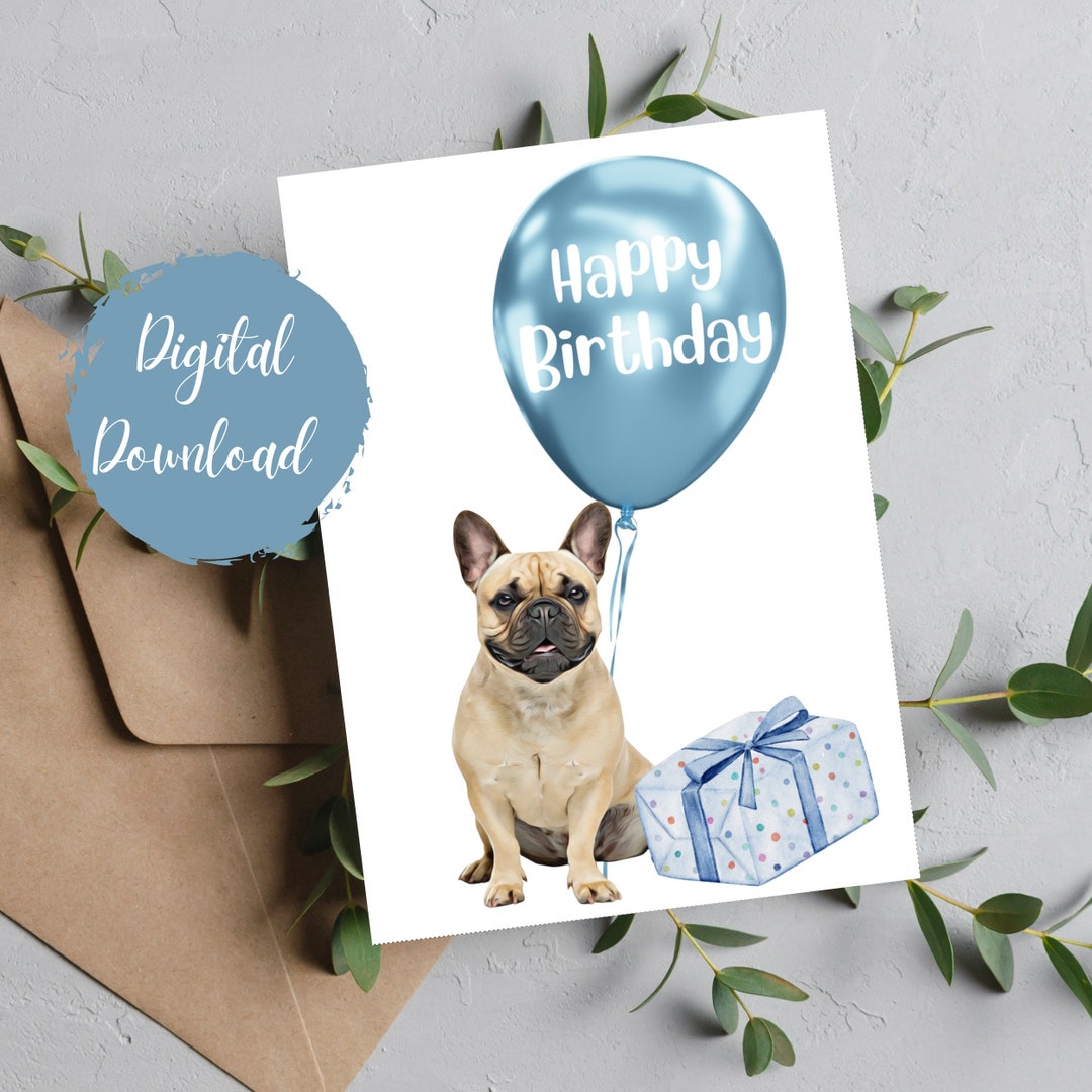 Frenchie Birthday Card, French Bulldog, Happy Birthday Card, Dog Lover ...