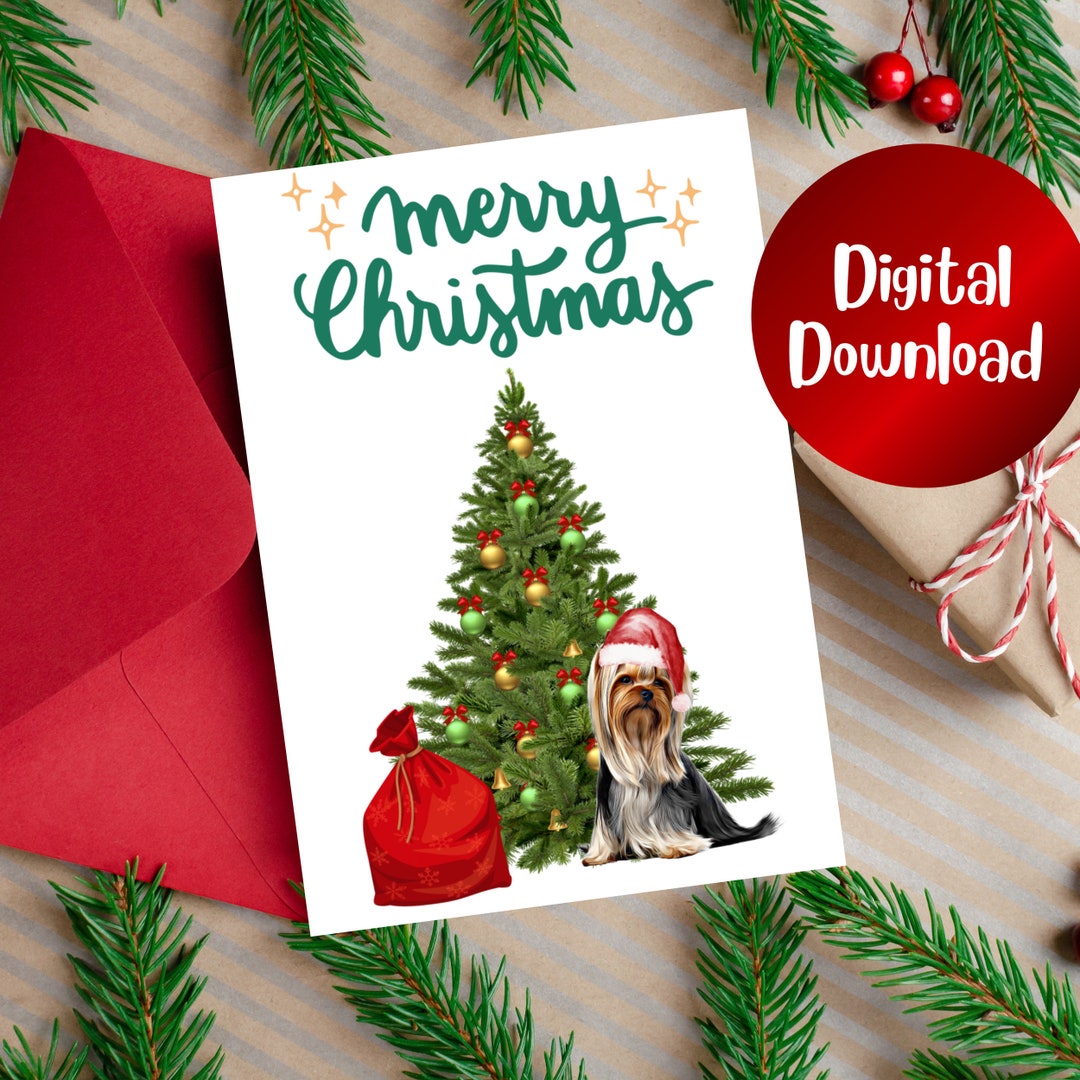 Yorkie Christmas Card, Yorkshire Terrier, Dog Christmas Card, Holiday ...