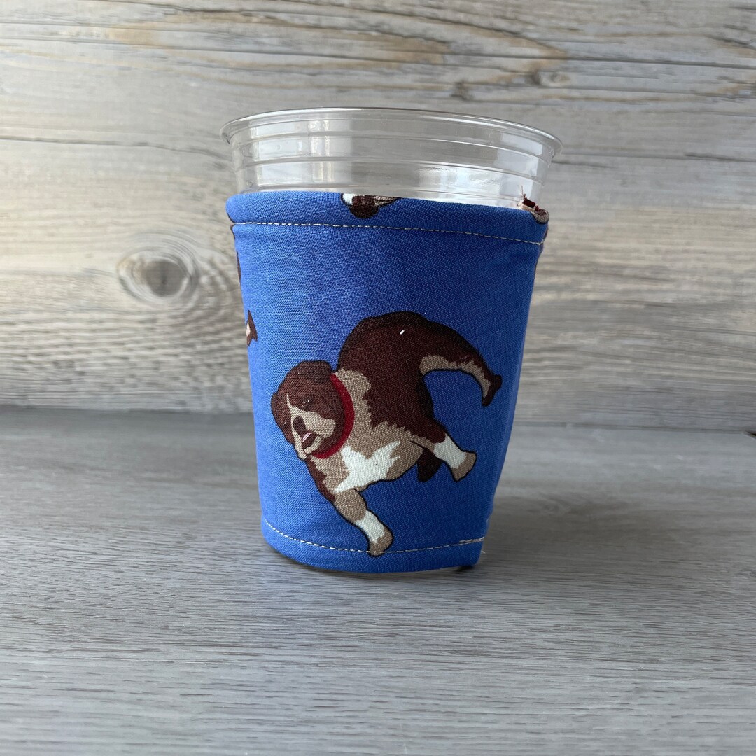 Bulldog Cozy, Iced Coffee Sleeve, Bulldog Lover Gift, Fabric Cup Sleeve ...