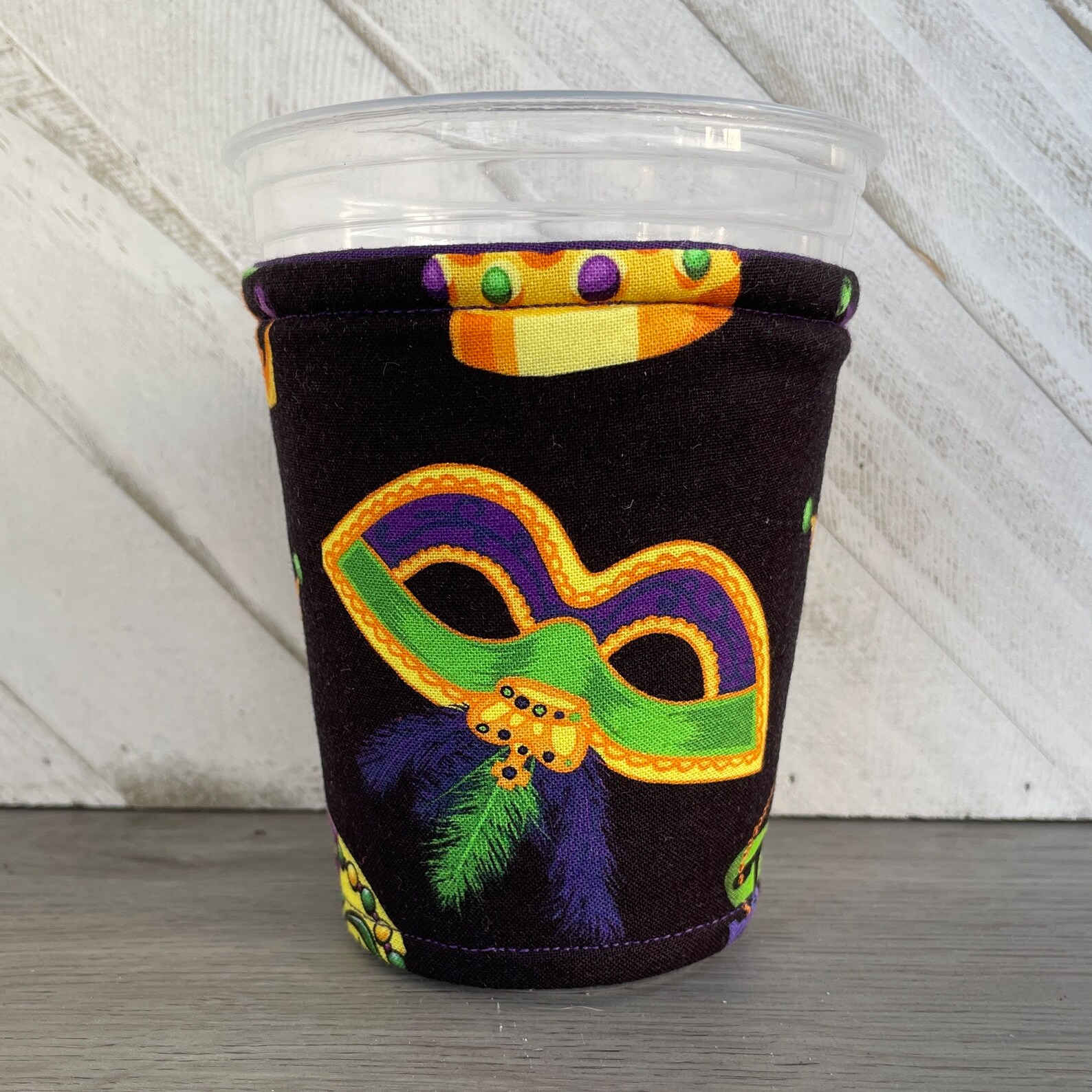 Mardi Gras Cozy, Iced Coffee Sleeve, Mardi Gras Cup Sleeve, Insulated ...