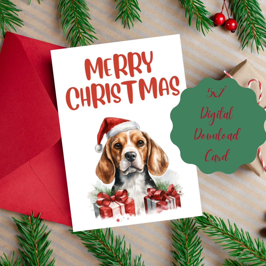 Printable Beagle Christmas Card Mom Christmas Card Cute Beagle Card ...