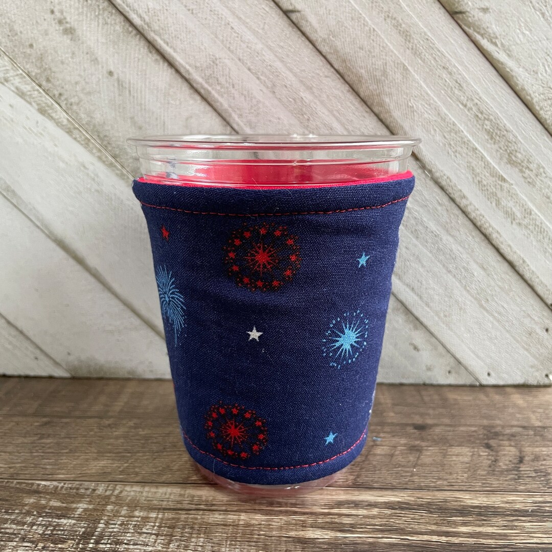 Patriotic Cup Sleeve, Iced Coffee Cozy, Gift for Veteran, July Birthday ...