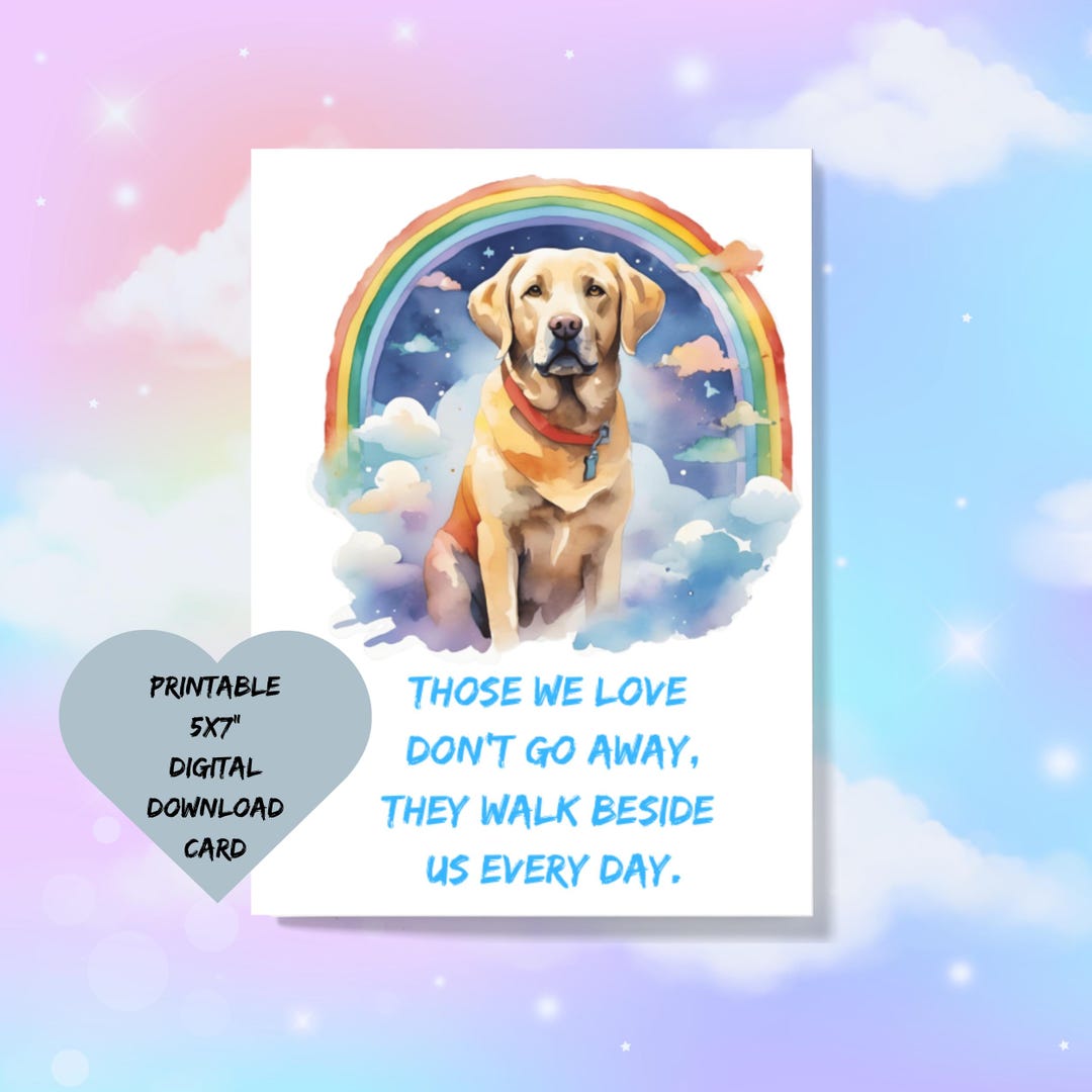 Pet Loss Card for Yellow Lab Parent Printable Bereavement Card for ...