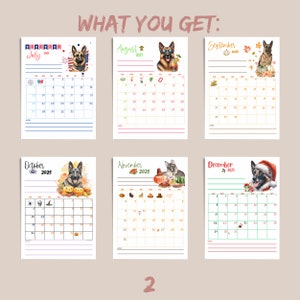 German Shepherd Printable 2025 Calendar 12 Month Calendar German ...