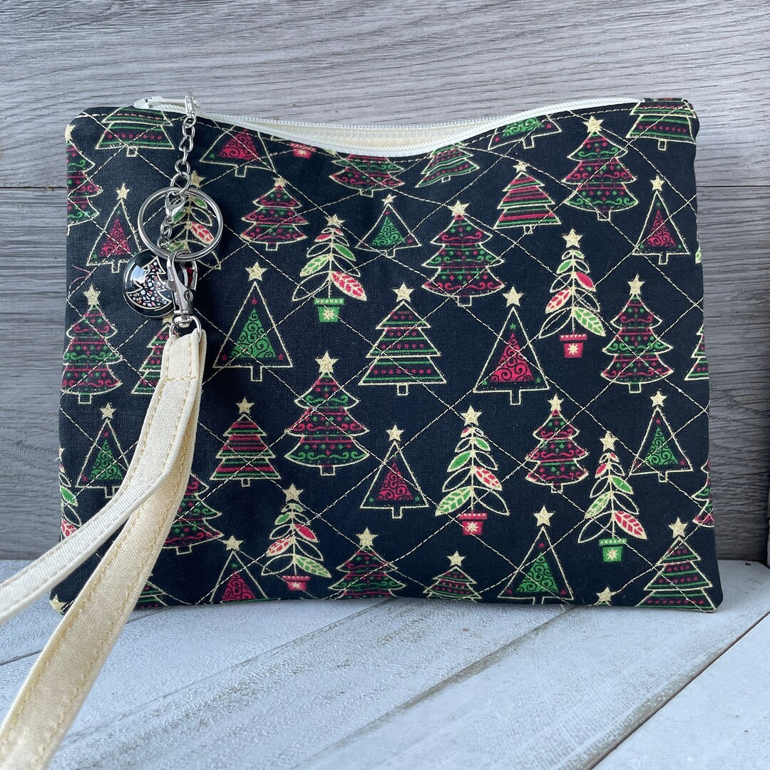 Christmas Tree Purse, Christmas Wristlet Bag, Metallic Trees, Holiday ...