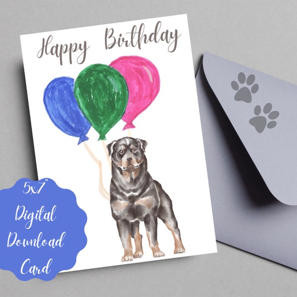 Rottweiler Happy Birthday Card - Etsy