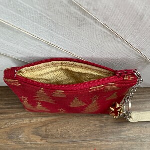 Christmas Tree Pouch, Christmas Wristlet Bag, Gold Metallic Trees ...