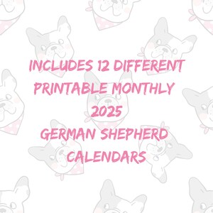 German Shepherd Printable 2025 Calendar 12 Month Calendar German ...