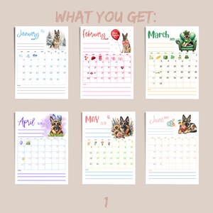 German Shepherd Printable 2025 Calendar 12 Month Calendar German ...
