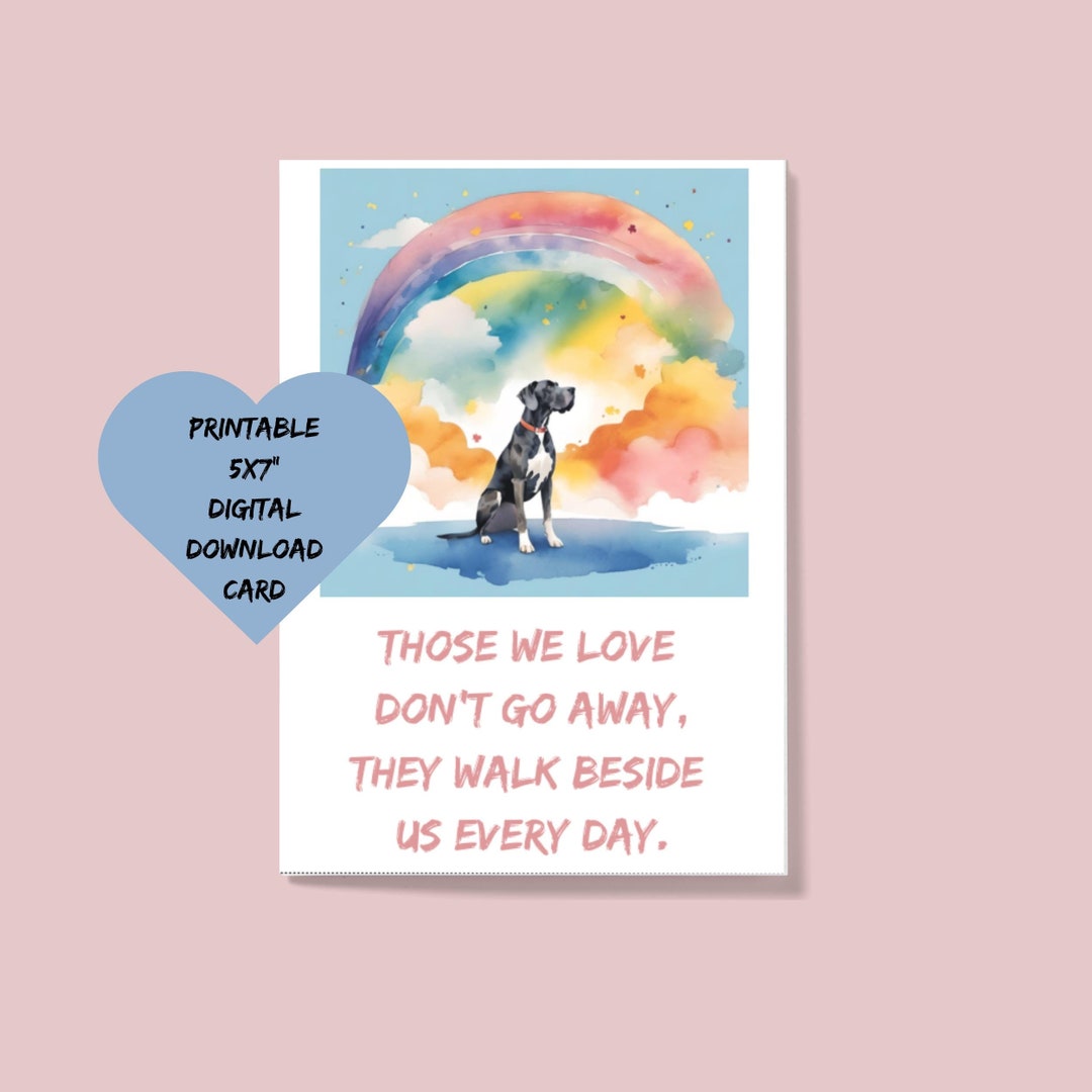 Pet Sympathy Card for Great Dane Parent Printable Bereavement Card for ...