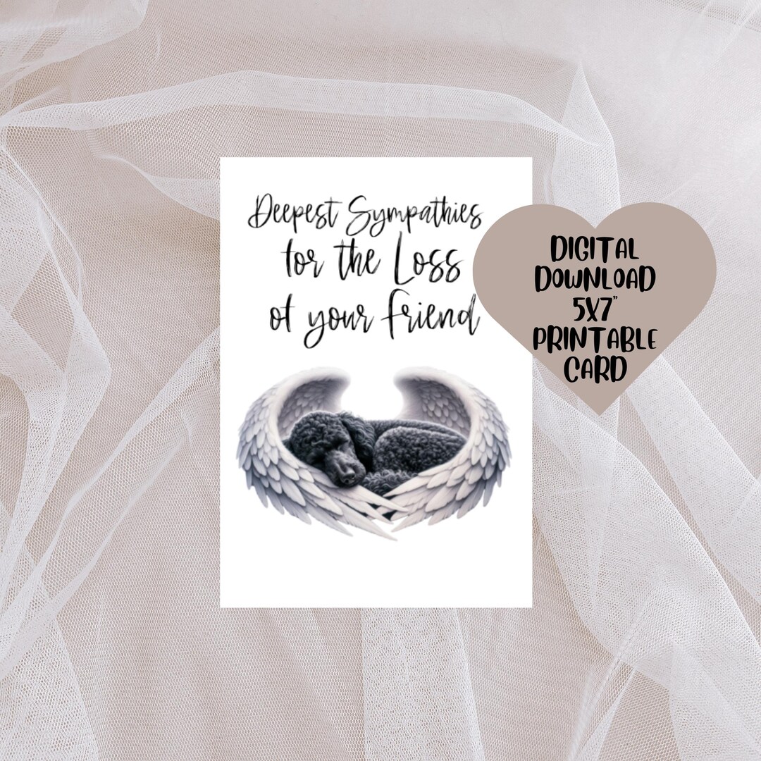 Black Poodle Sympathy Card for Dog Parent Printable Bereavement Card ...