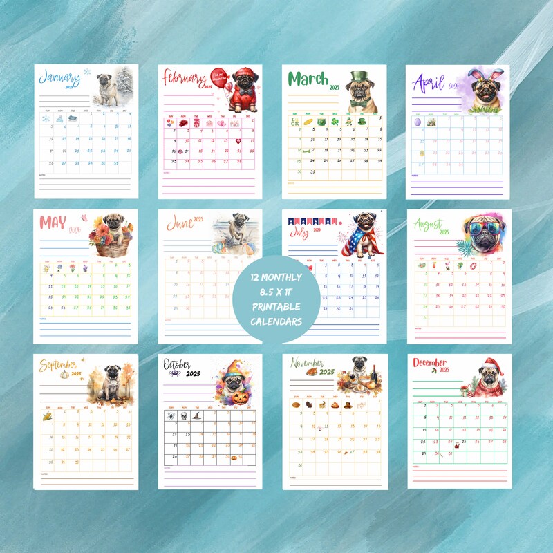 Pug Calendar - Etsy