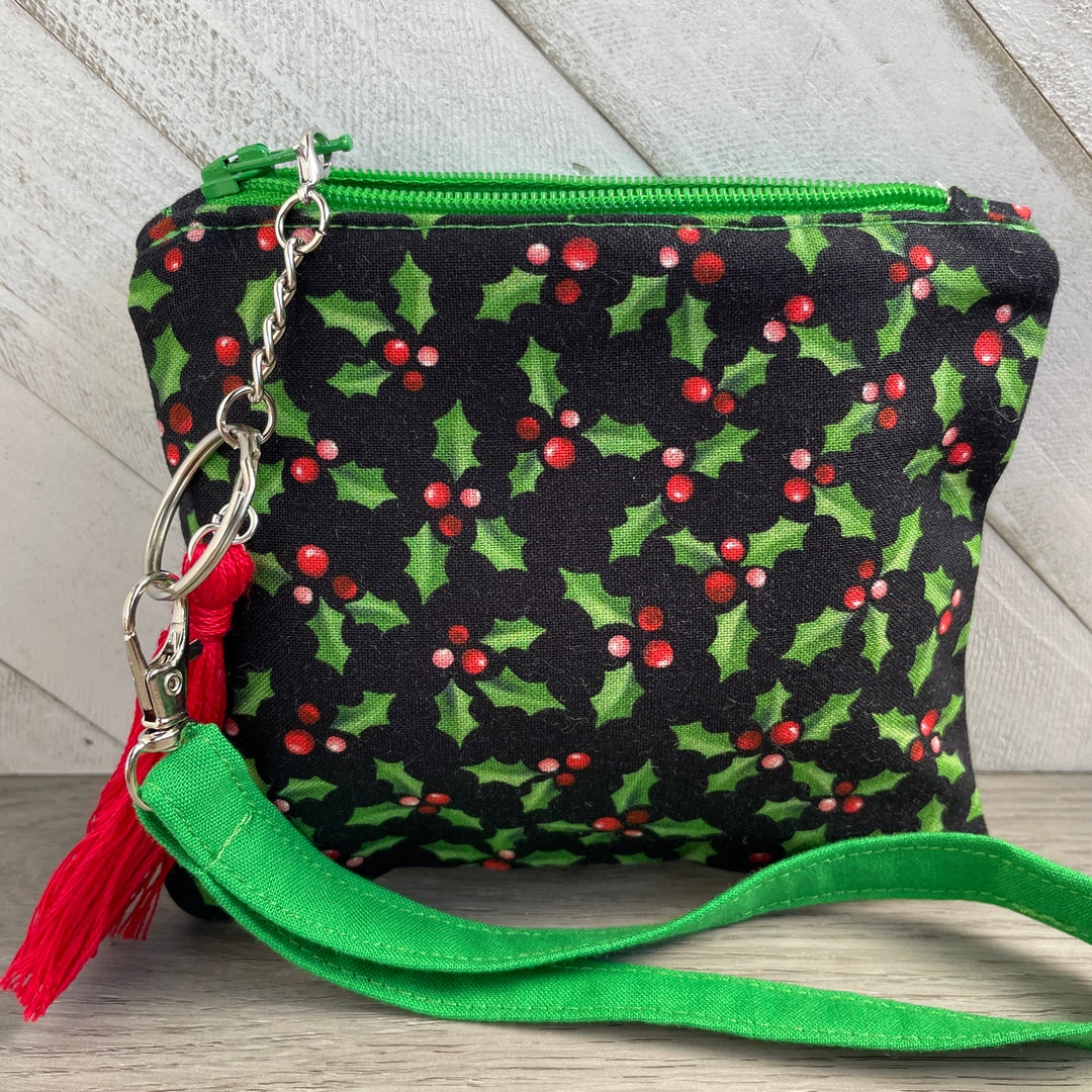 Holiday Wristlet Bag, Mini Christmas Pouch, Zipper Pouch, Christmas ...