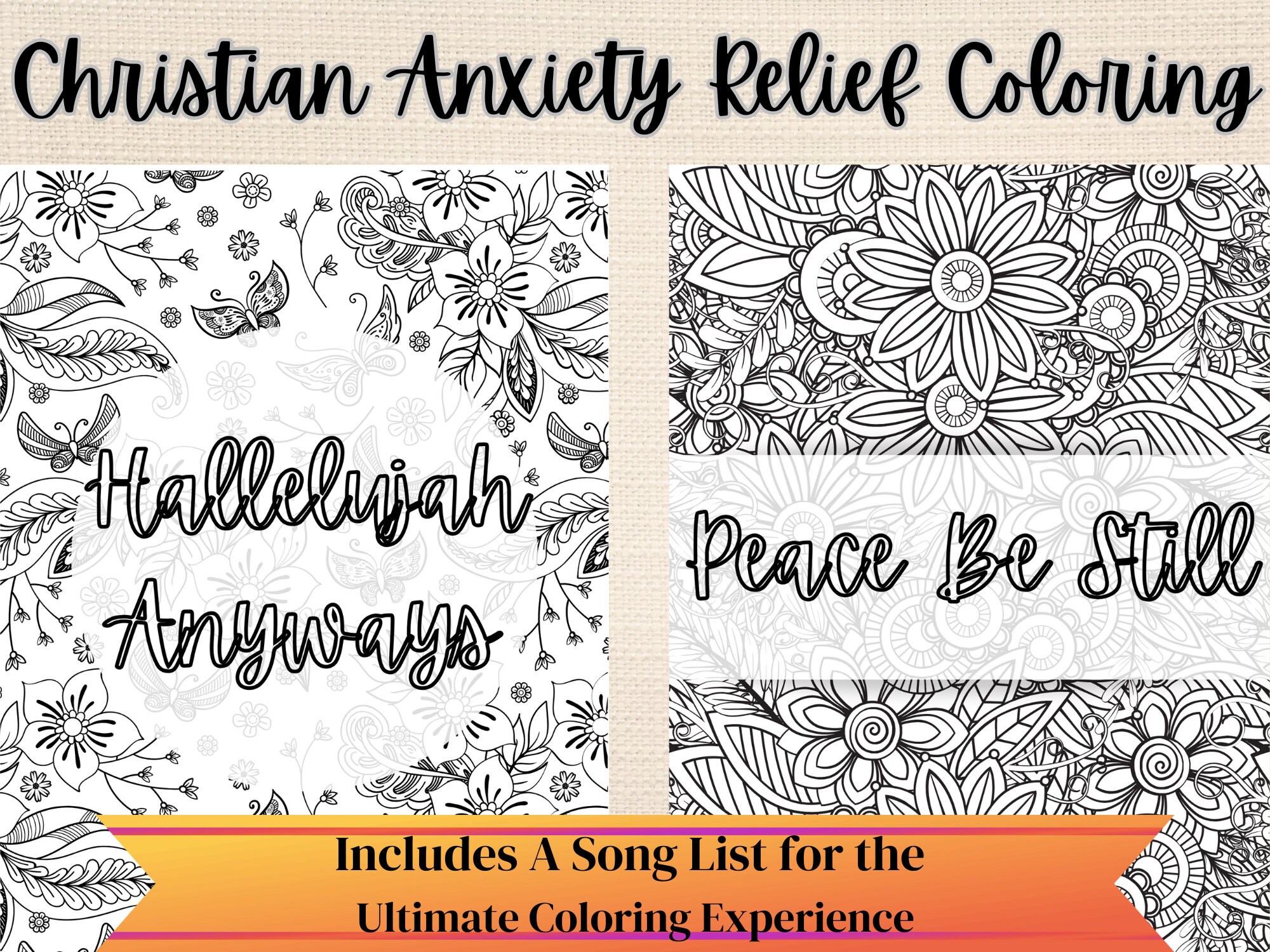 Christian Music Coloring Pages for Anxiety Relief 10 Pages - Etsy