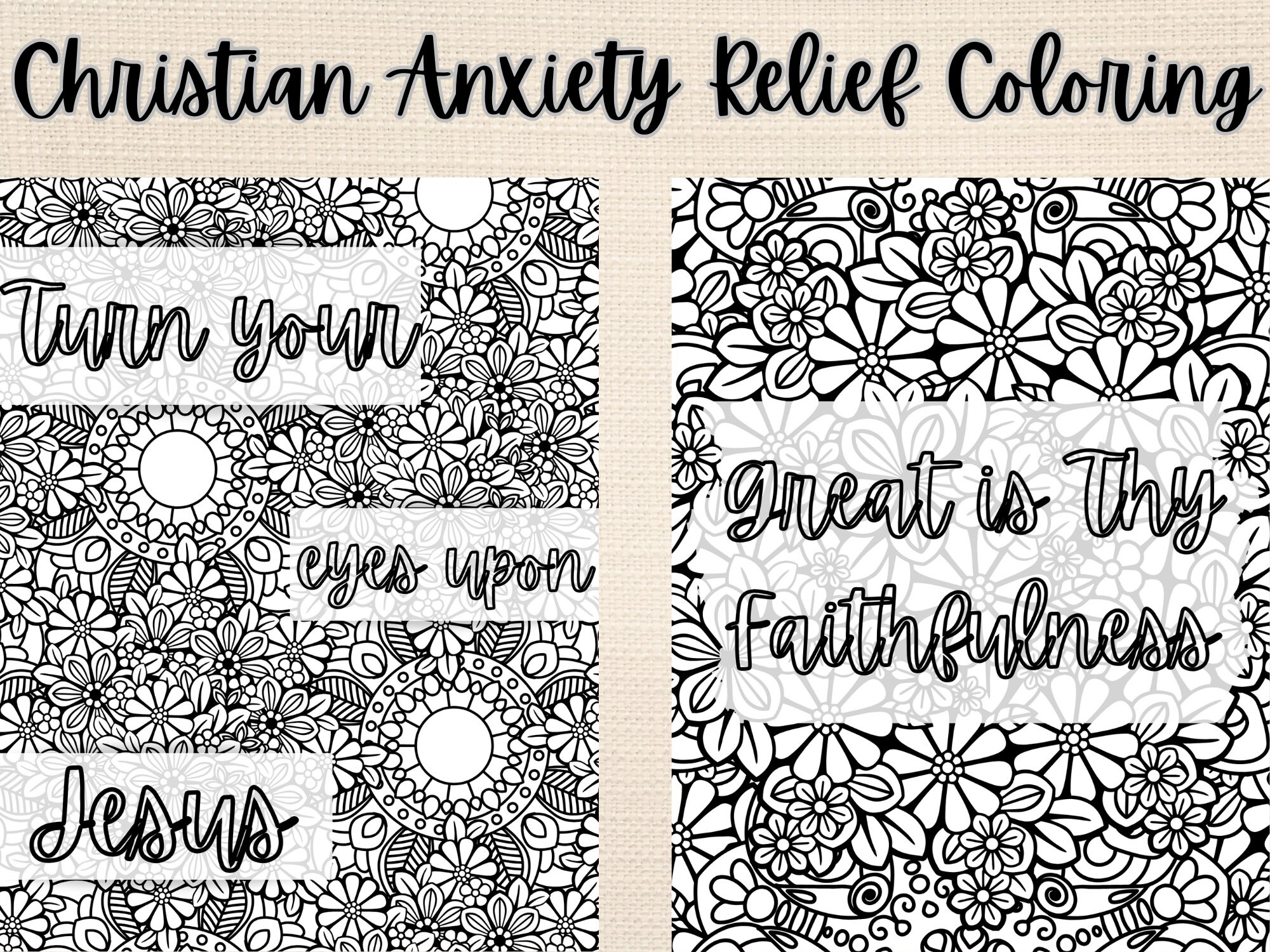 Christian Music Coloring Pages for Anxiety Relief 10 Pages - Etsy